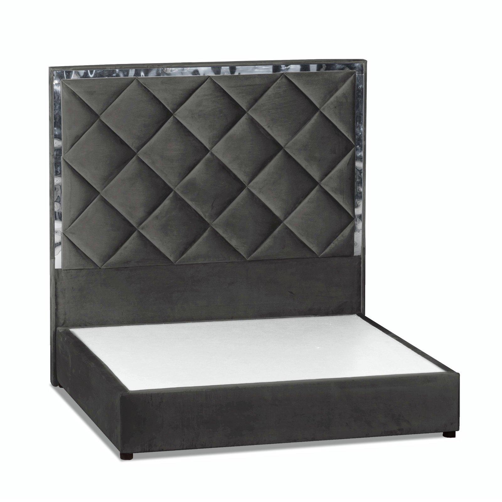 In house, bed frame victoria, velvet, 200x90 cm, single, dark grey, - eXtra