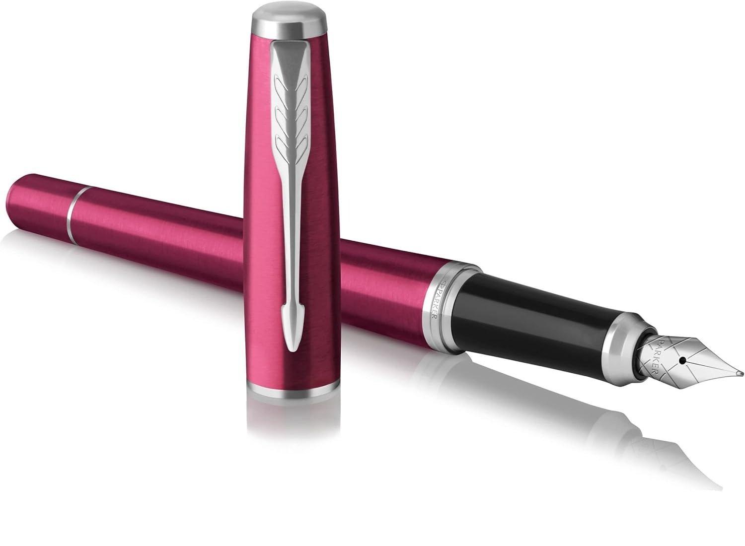 Parker urban burgundy fountain pen chrome trim - eXtra